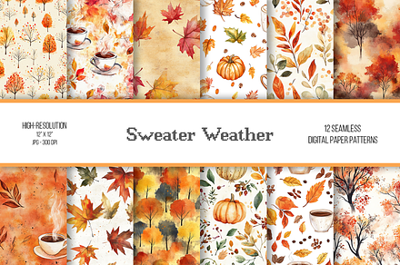 Autumn Digital Paper, a Pattern Graphic by Hello Talii