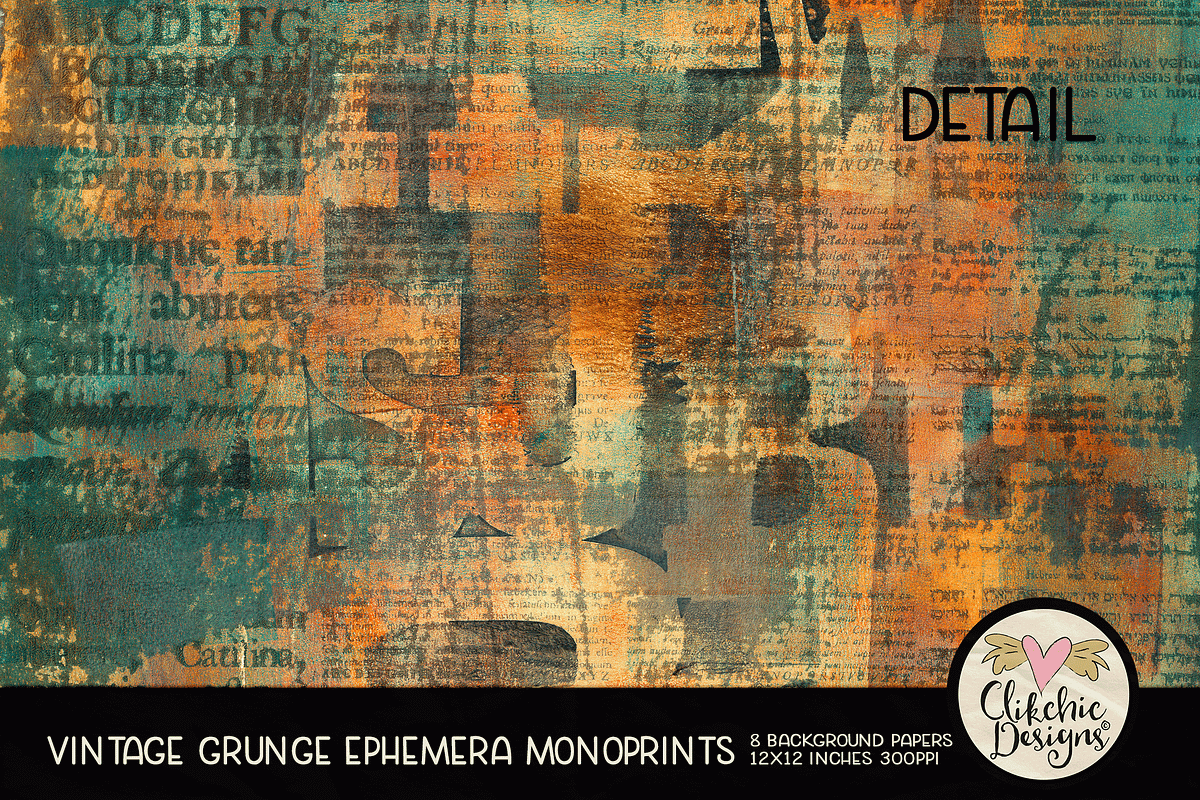 Vintage Grunge Ephemera Background, a Texture Graphic by Clikchic Designs