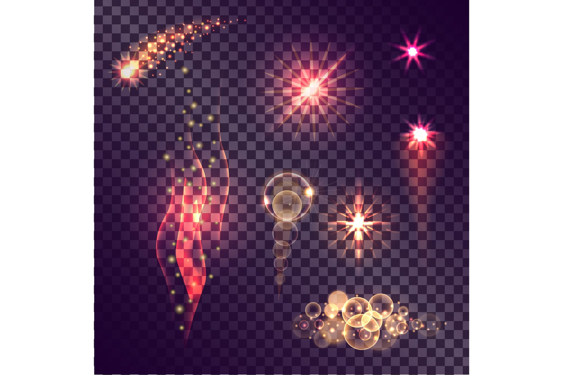 Realistic Vector Glowing Light Effects Set, a Texture Graphic by robuart