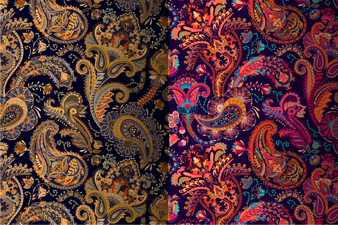 2 Bright Paisley Patterns, a Pattern Graphic by Sunny_Lion