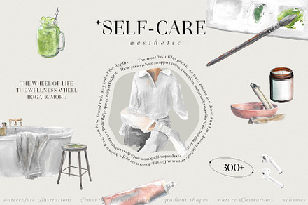 Self-care vector clipart | Healthcare Illustrations ~ Creative Market