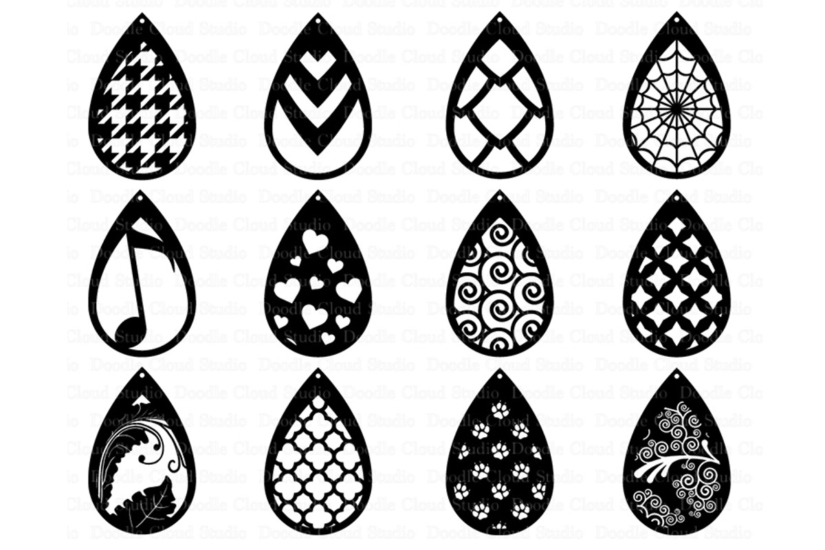 Tear Drop Earrings SVG, Pendant svg, an Illustration by Doodle Cloud Studio
