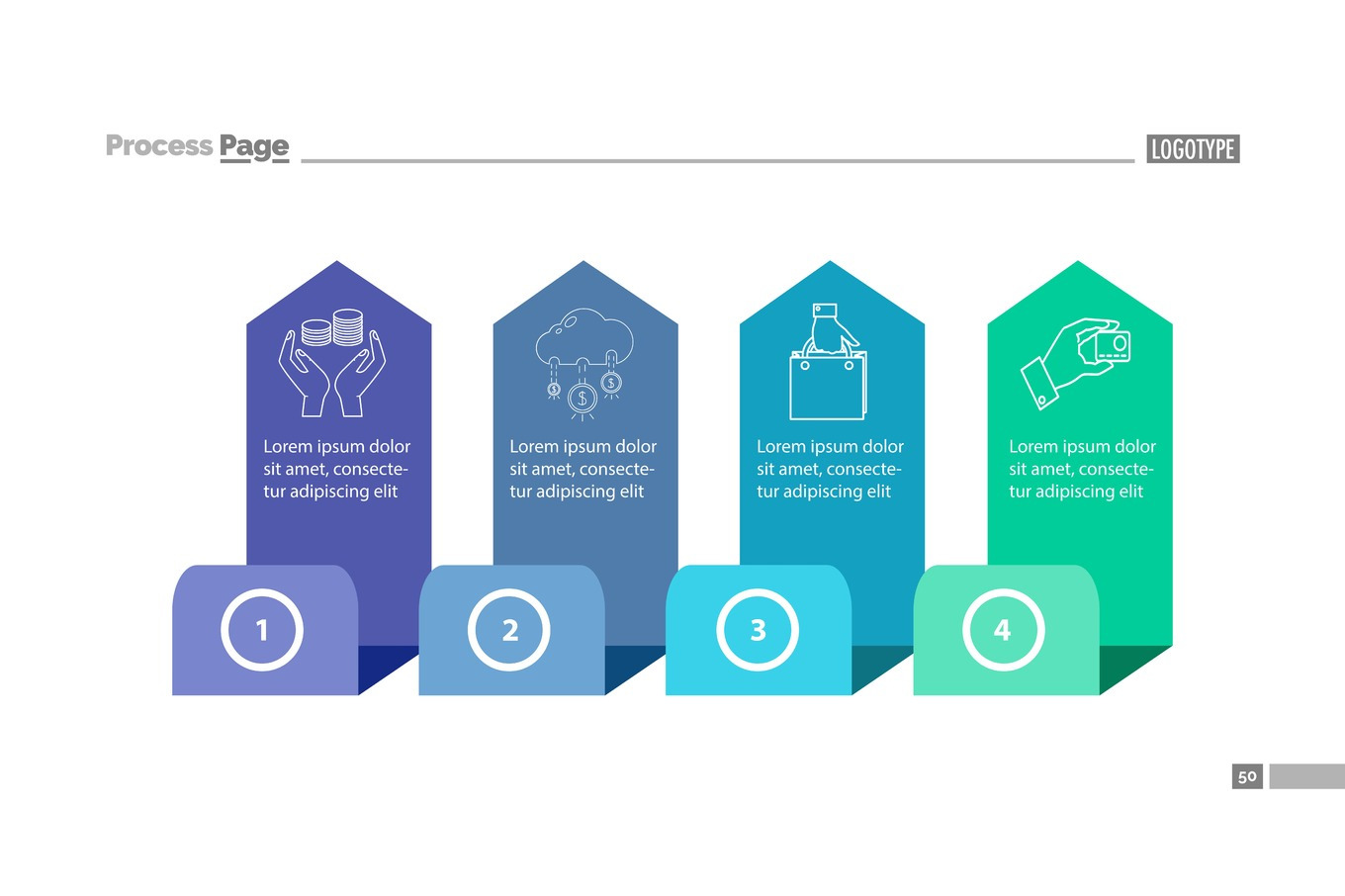 Four step process chart slide template, a Texture Graphic by SurfsUpVector
