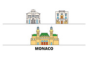 Monaco flat landmarks vector, a Work Illustration by urban icon