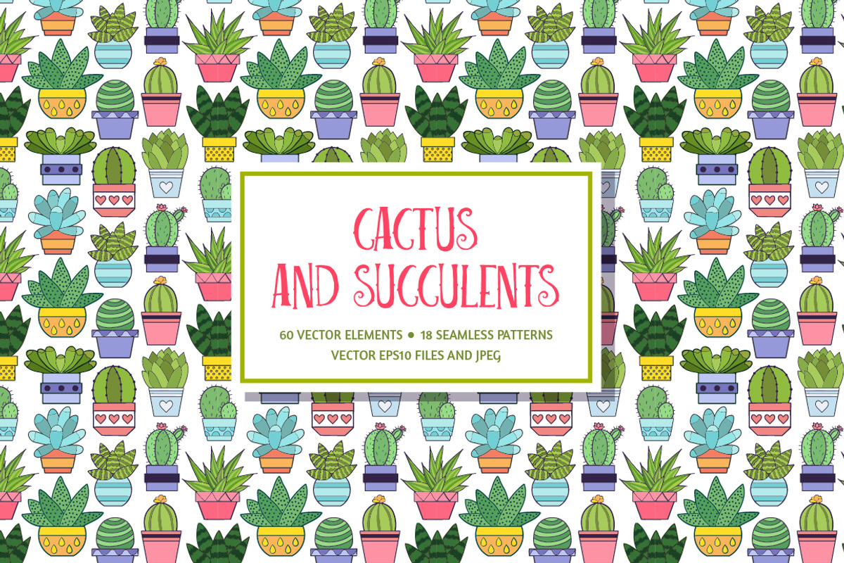 Succulent and Cactus Floral clipart, a Decorative Illustration by Owl_lee