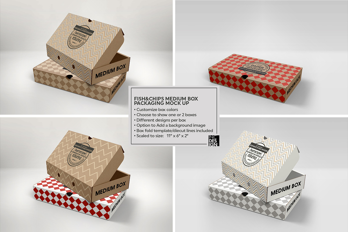 Medium Fish and Chips Box Mockup, a Packaging Mockup by INCDesign