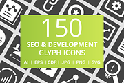 150 SEO & Development Glyph Icons, a Solid Icon by IconBunny