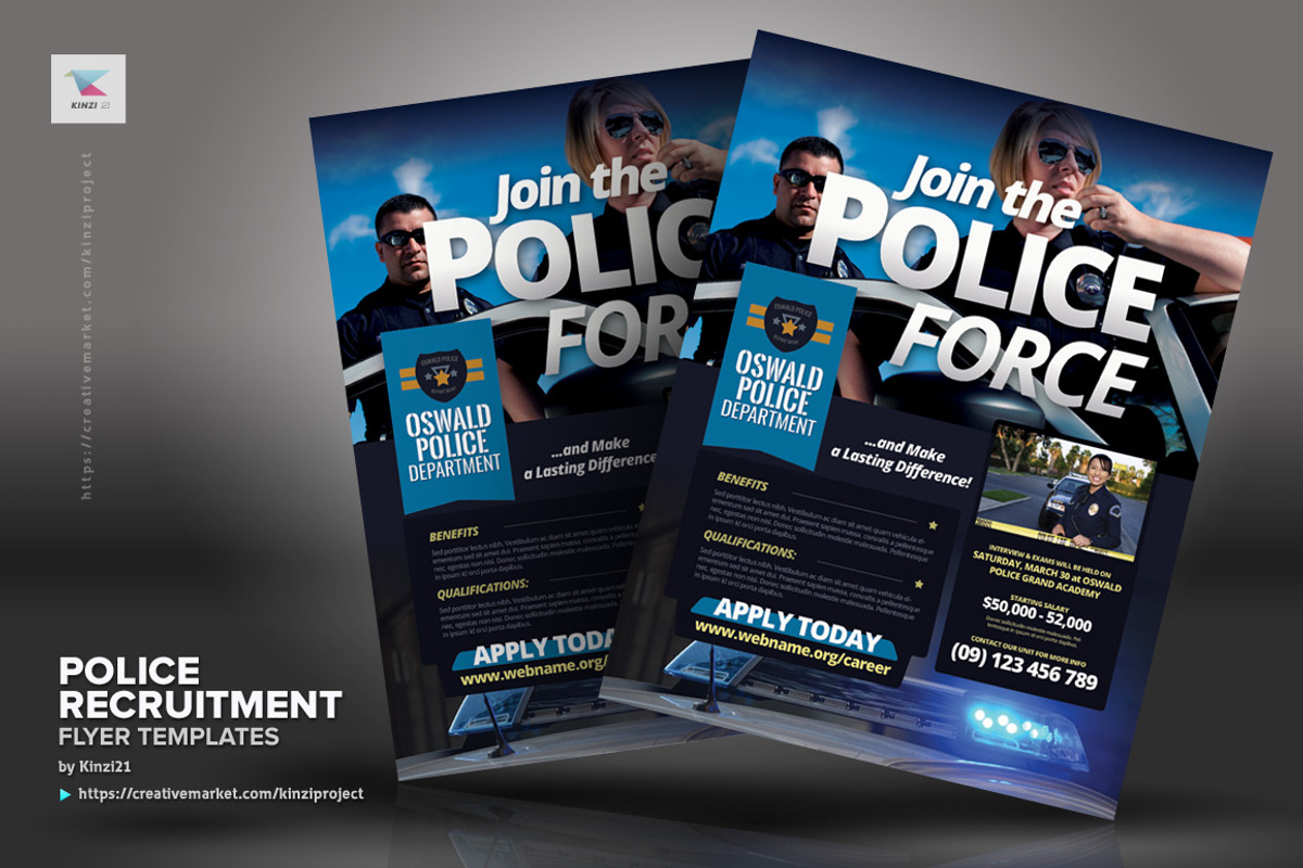 Police Recruitment Flyer Templates, a Flyer Template by kinzi21