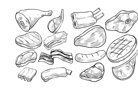 Set of food icons. Meat dishes. | Graphic Objects ~ Creative Market