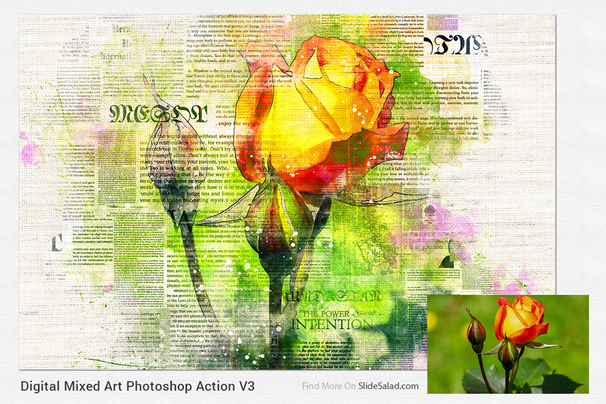 Digital Mixed Art Photoshop Action, an Action Add-On by SlideSalad