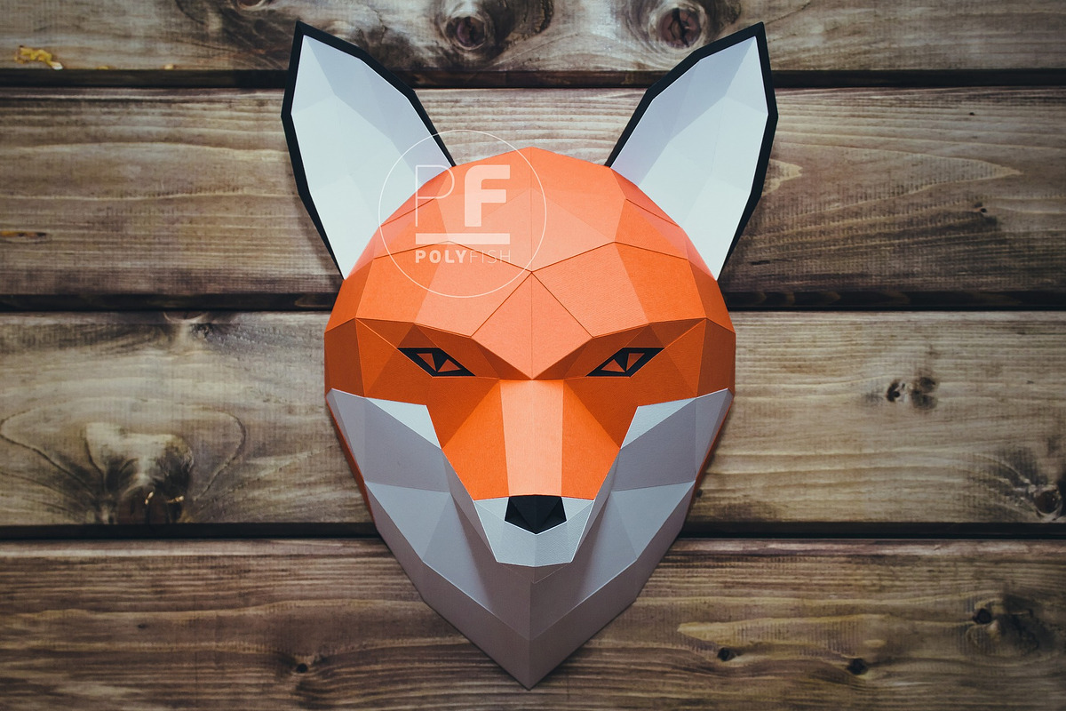 DIY Fox Head 3D model template, a Graphic by PolyFish