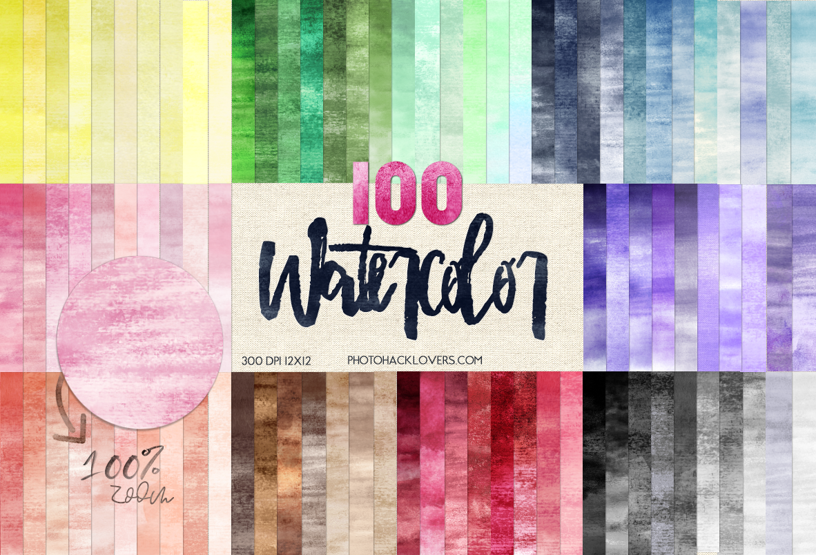 100 Watercolor Ombre digital papers, a Texture Graphic by Photohacklovers
