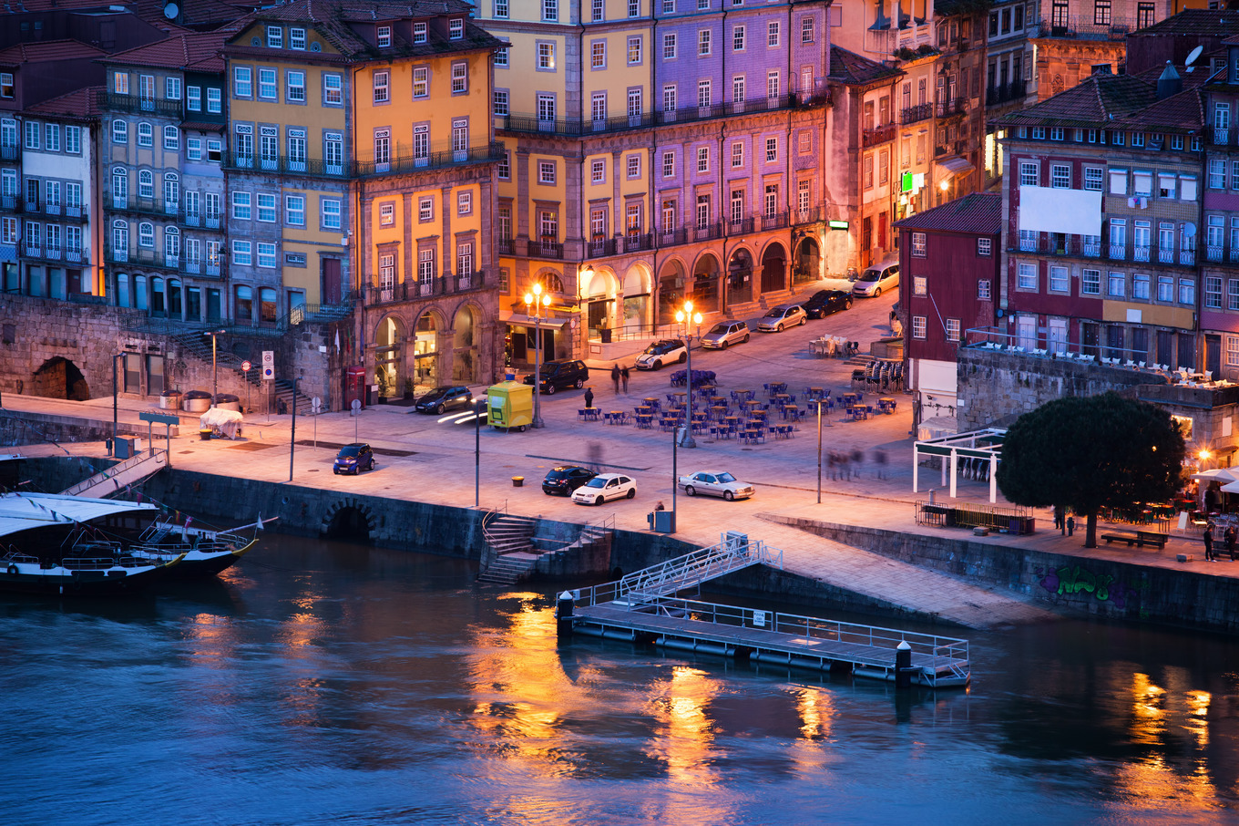 Ribeira Square in Porto at Night, an Architecture Photo by Artur Bogacki