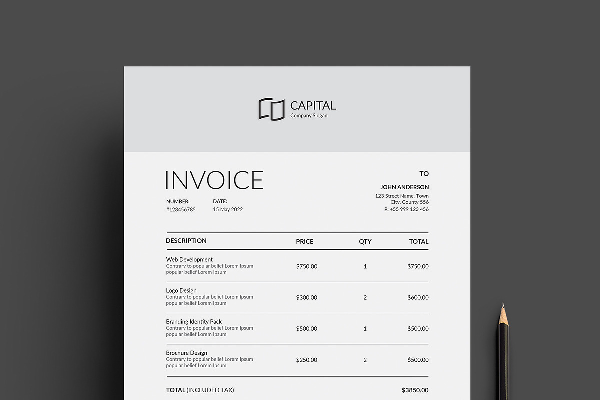 Invoice, a Resume Template by Designs Bird