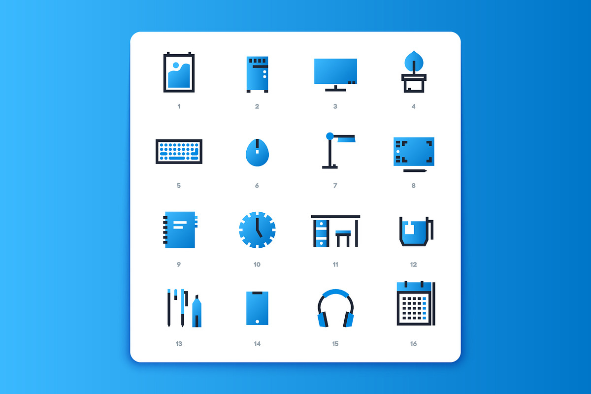 16 line gradient icons for work plac, an Outline Icon by Magda ...