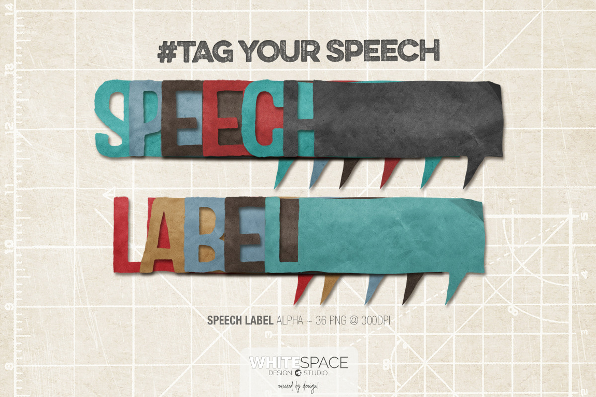 Speech Labels Alphabet, an Object Graphic by WhiteSpace Design Studio