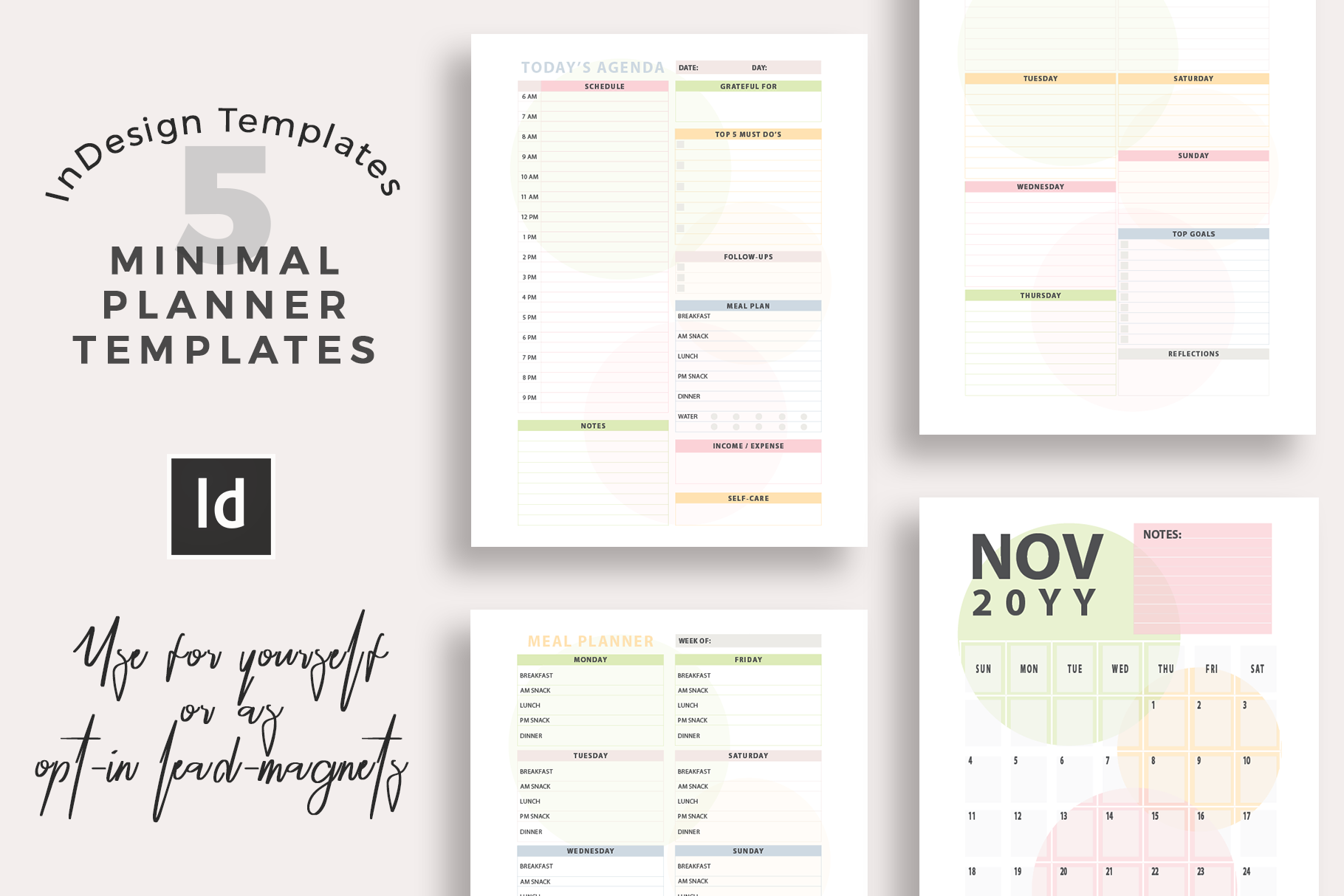 Planner Templates with InDesign, a Stationery Template by Studio Sugoi