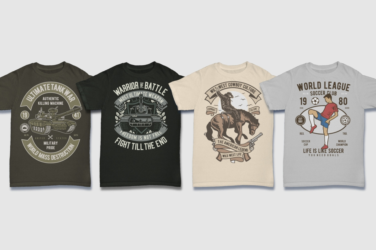 100 Retro Tshirt Designs Bundle #2, a Sport Illustration by roach_graphic