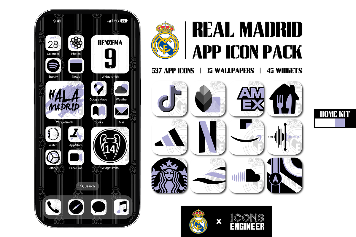 Real Madrid Icon Pack | Home Kit, an Icon by IconsEngineer