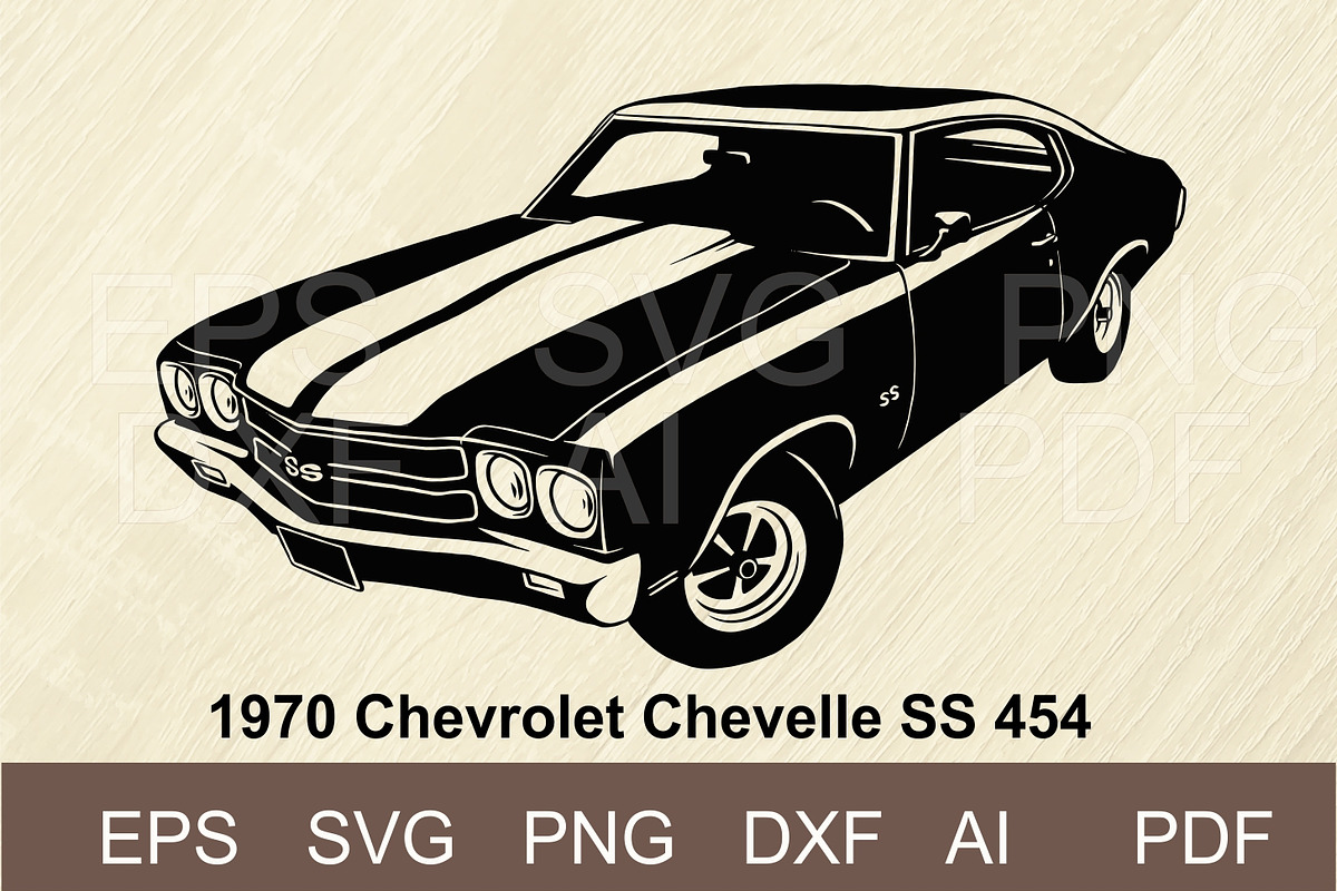 Chevrolet Chevelle SS 454 1970 SVG, an Illustration by Digital-Clipart
