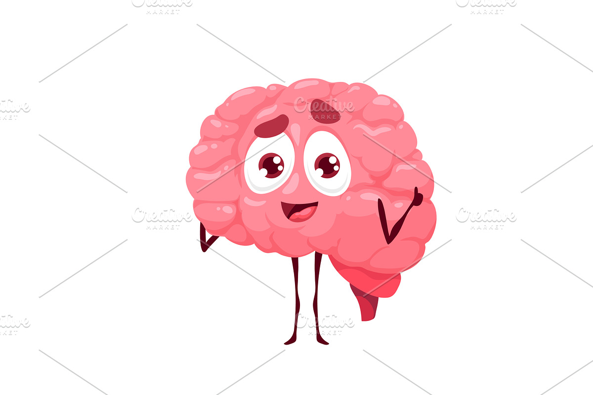 Human funny cartoon brain character, an Education Illustration by ...