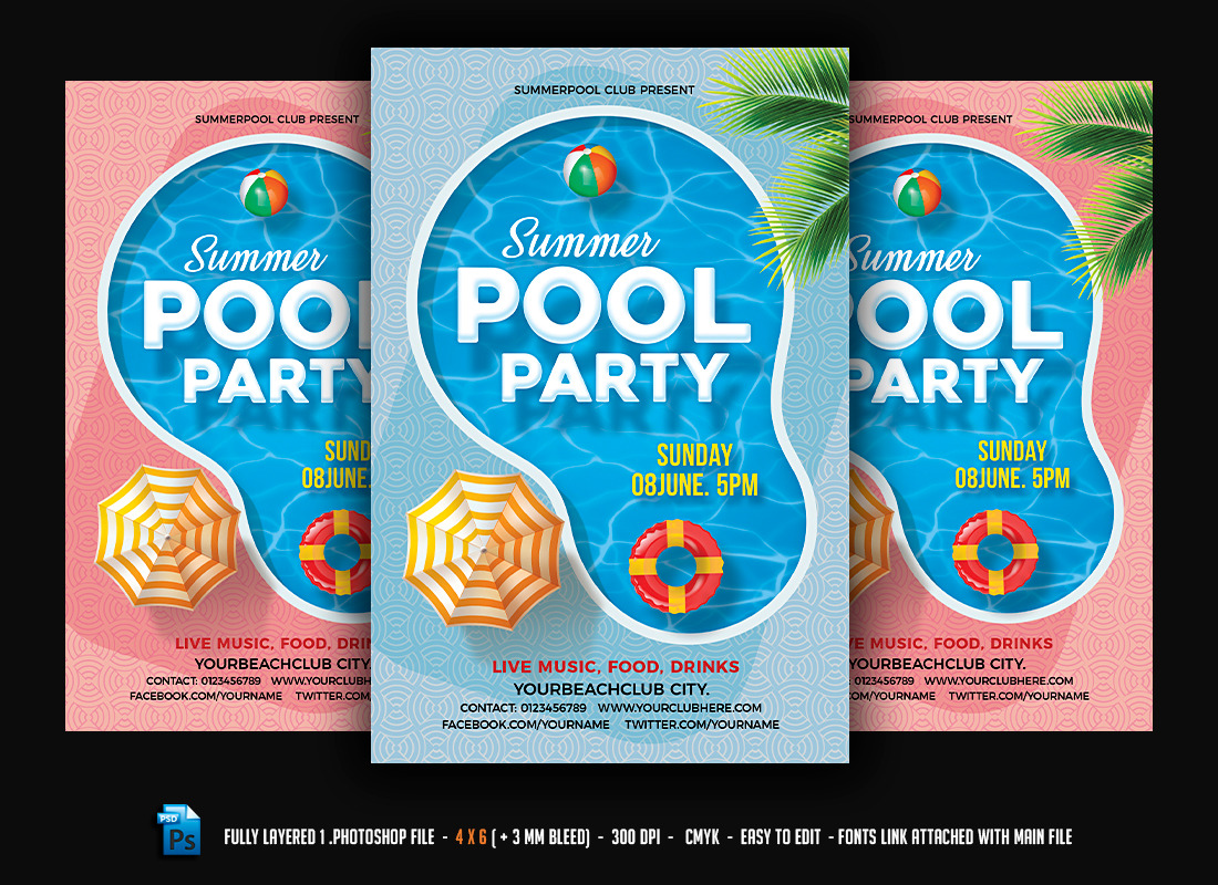 Summer Pool Party Flyer, a Flyer Template by DesignWorkz | Creative Market