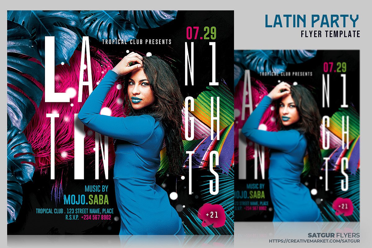 Latin Party Flyer Template - PSD, a Flyer Template by Satgur Graphic Design