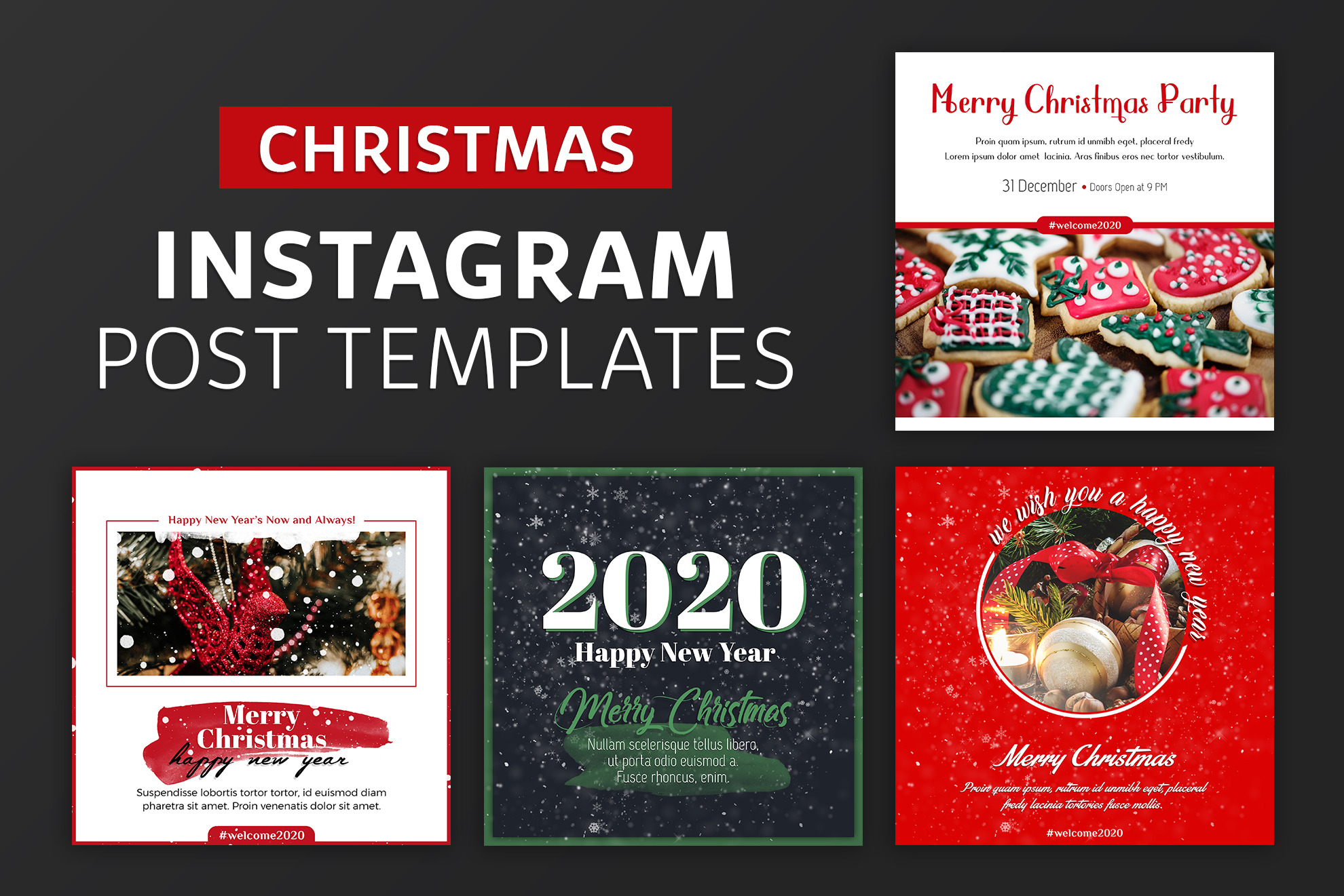 Christmas Instagram Post Templates, a Social Media Template by illycreative