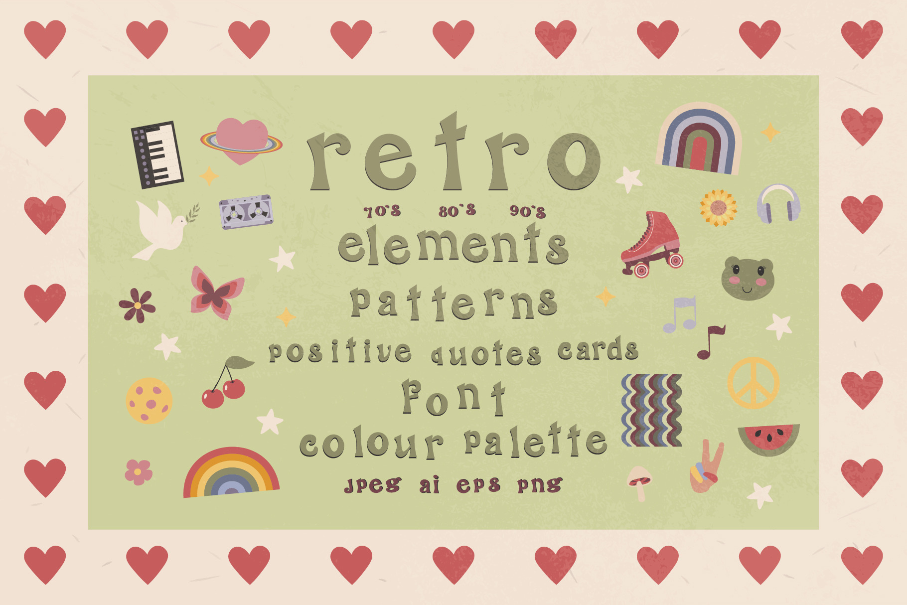 retro set 70s, 80s, 90s