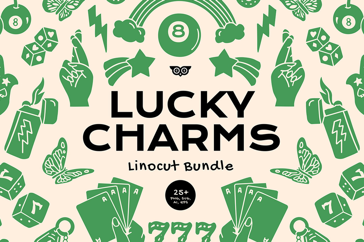 Lucky Charms Linocut Bundle, an Illustration by ClayStudio