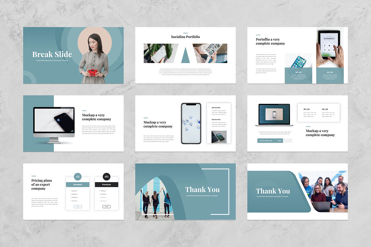Social Media Google Slides Template, a Presentation Template by Graphue