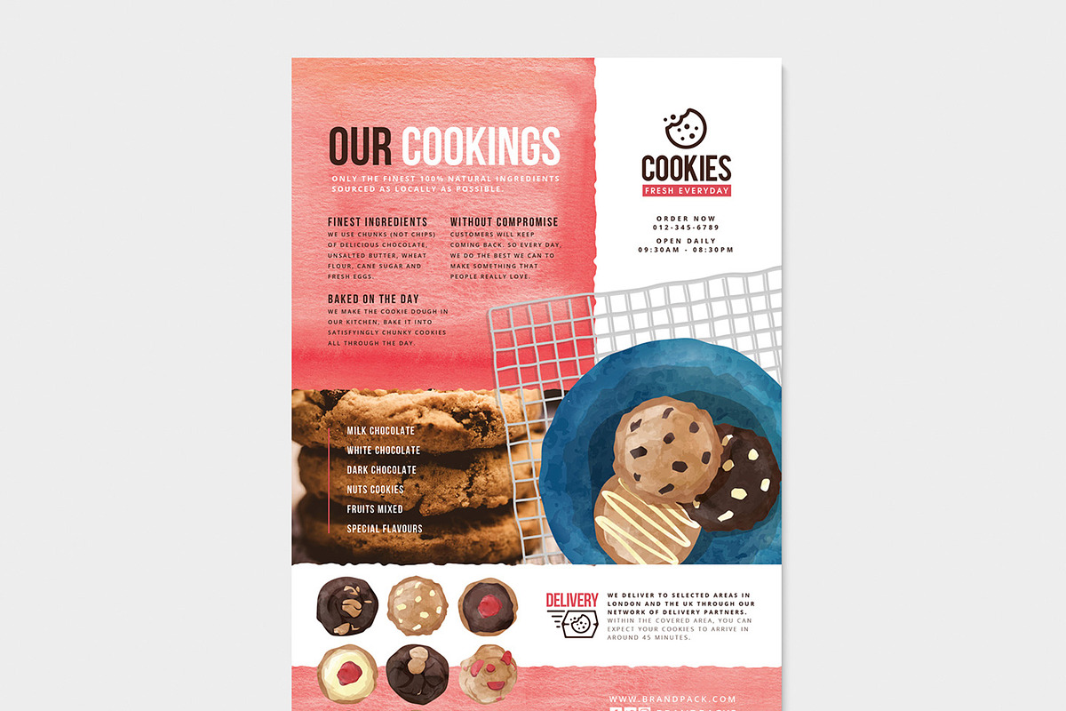 Cookie Shop Menu Template, a Flyer Template by BrandPacks