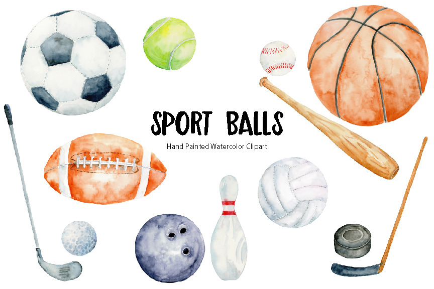 Watercolor Sport Balls, an Illustration by Corner Croft