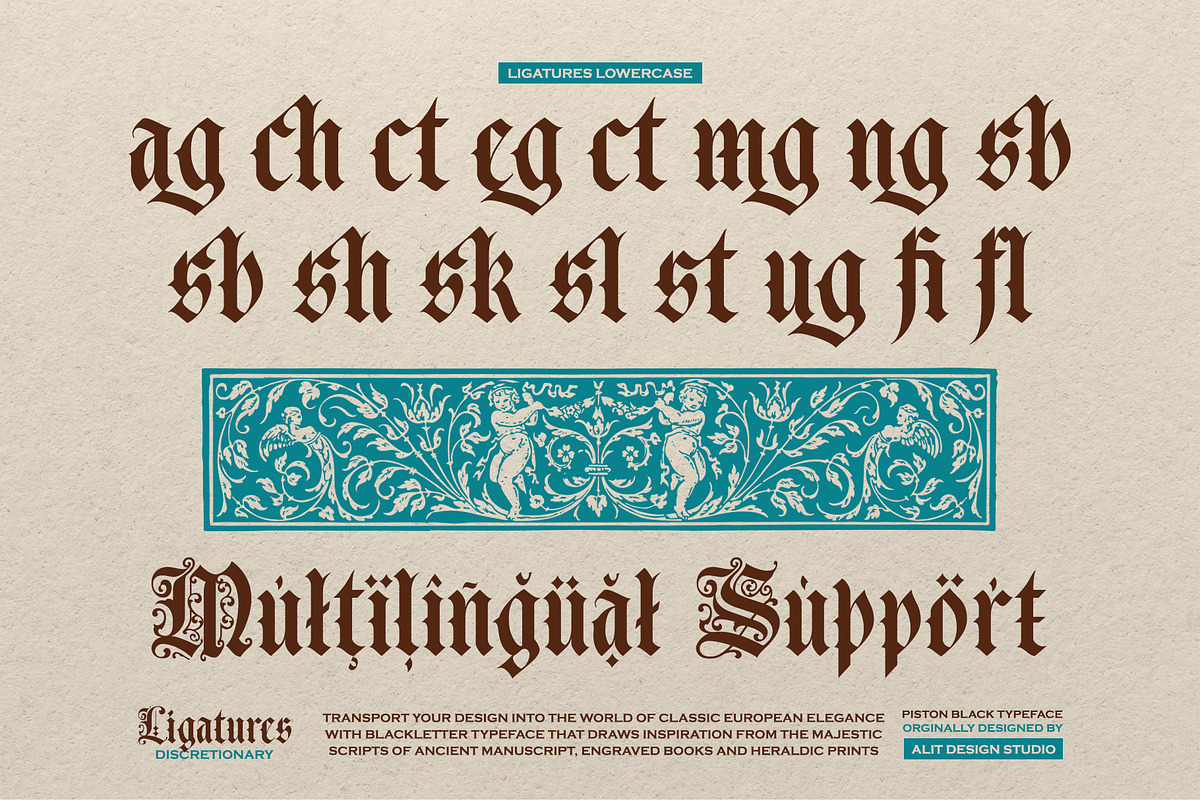 Piston Black Typeface, a Blackletter Font by alit design