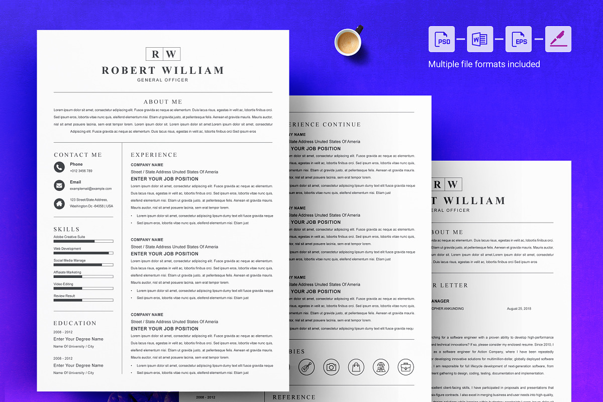 Clean & Simple Resume Template Word, a Resume Template by ResumeInventor