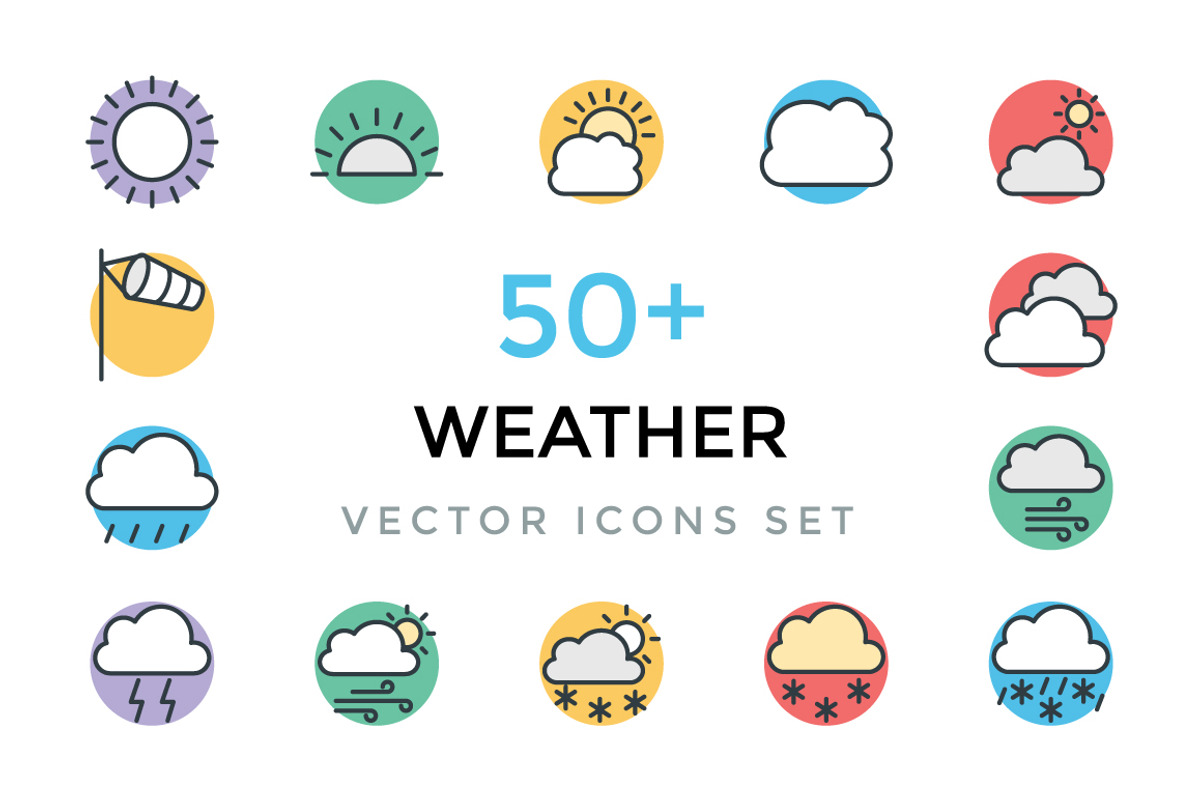50+ Weather Vector Icons, an Icon by Vectors Market