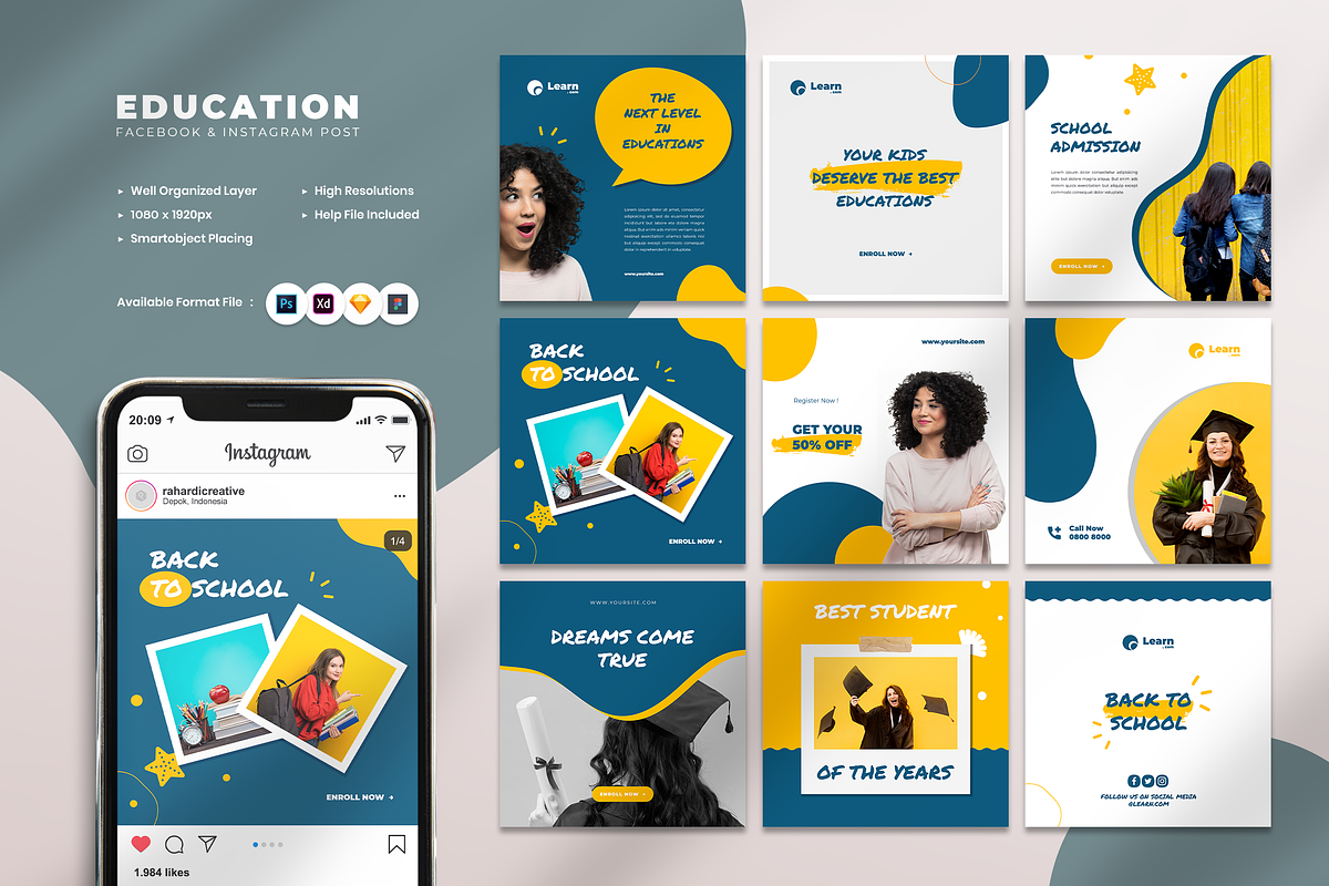 Education Instagram Post, a Social Media Template by Rahardi Creative