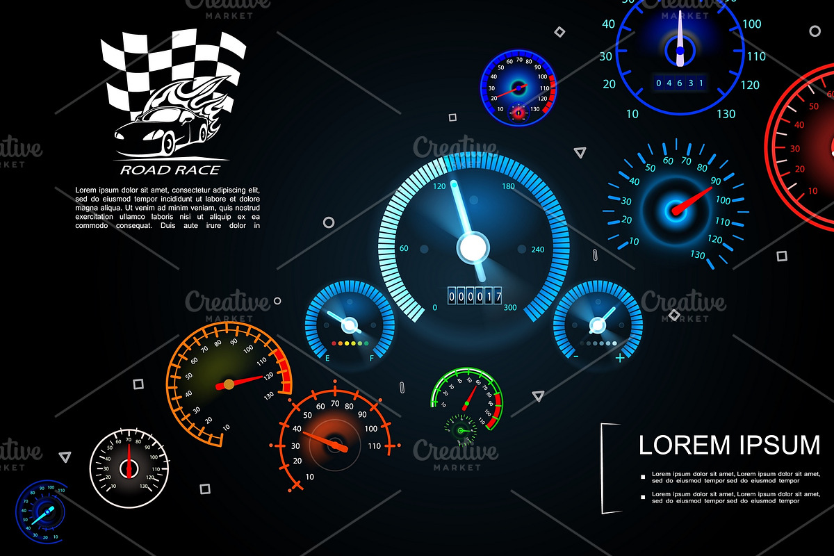 Car dashboard gauges template, a Decorative Illustration by Microvector