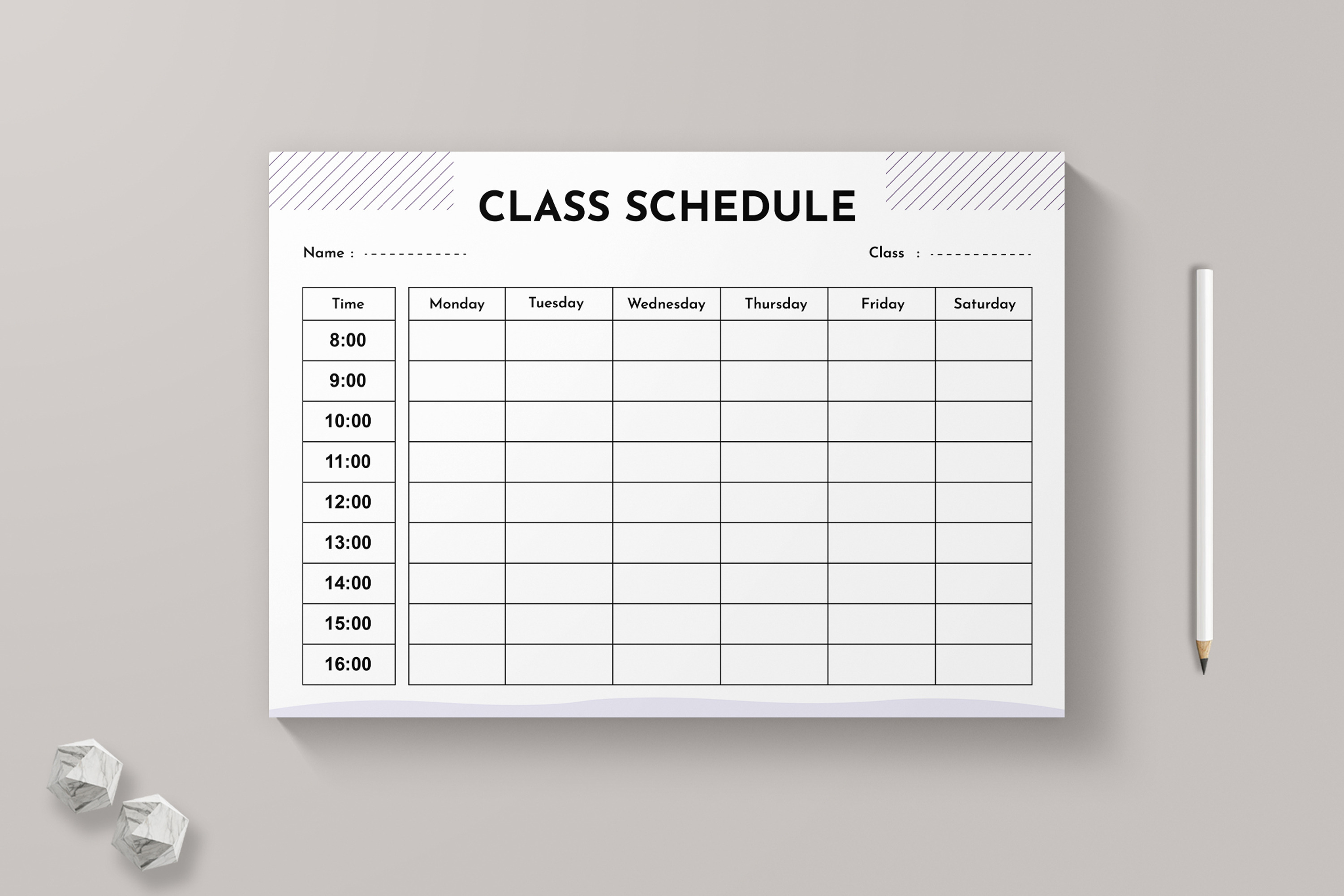 Class Schedule Template Layout