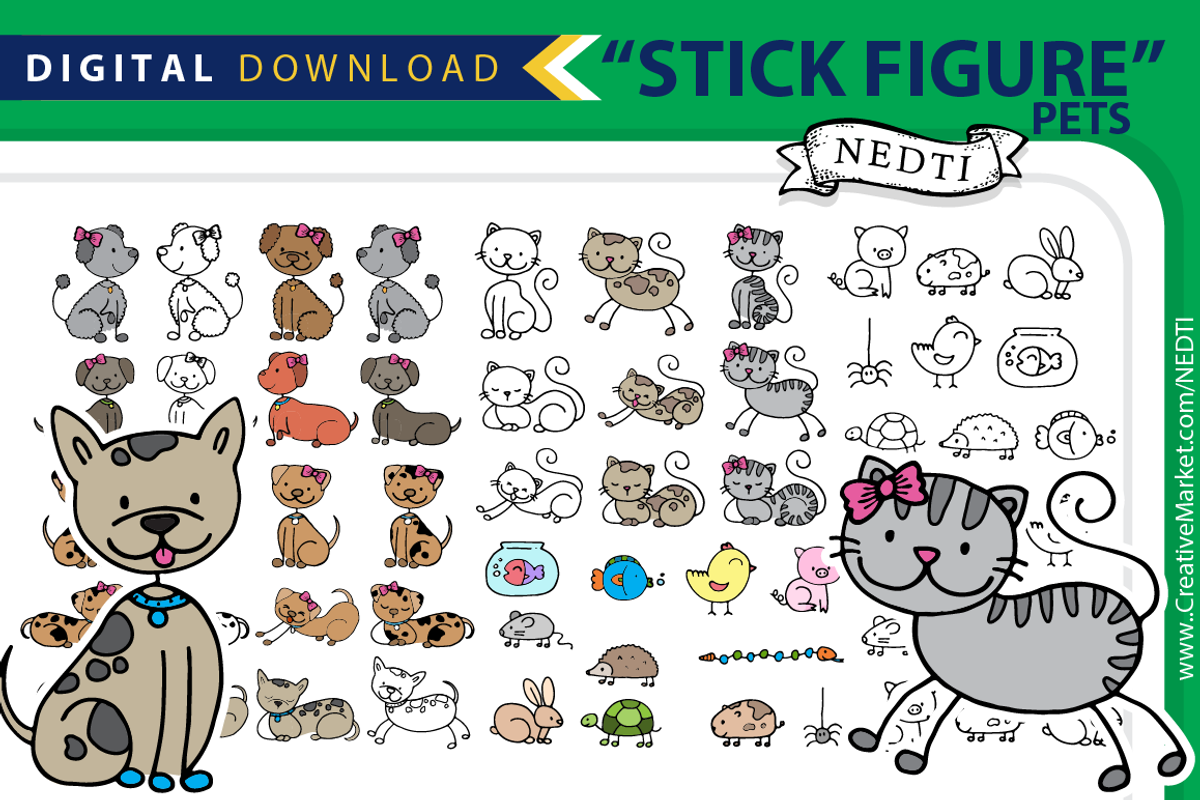Pets Animal Stick Figure PNG, an Animal Illustration by Nedti