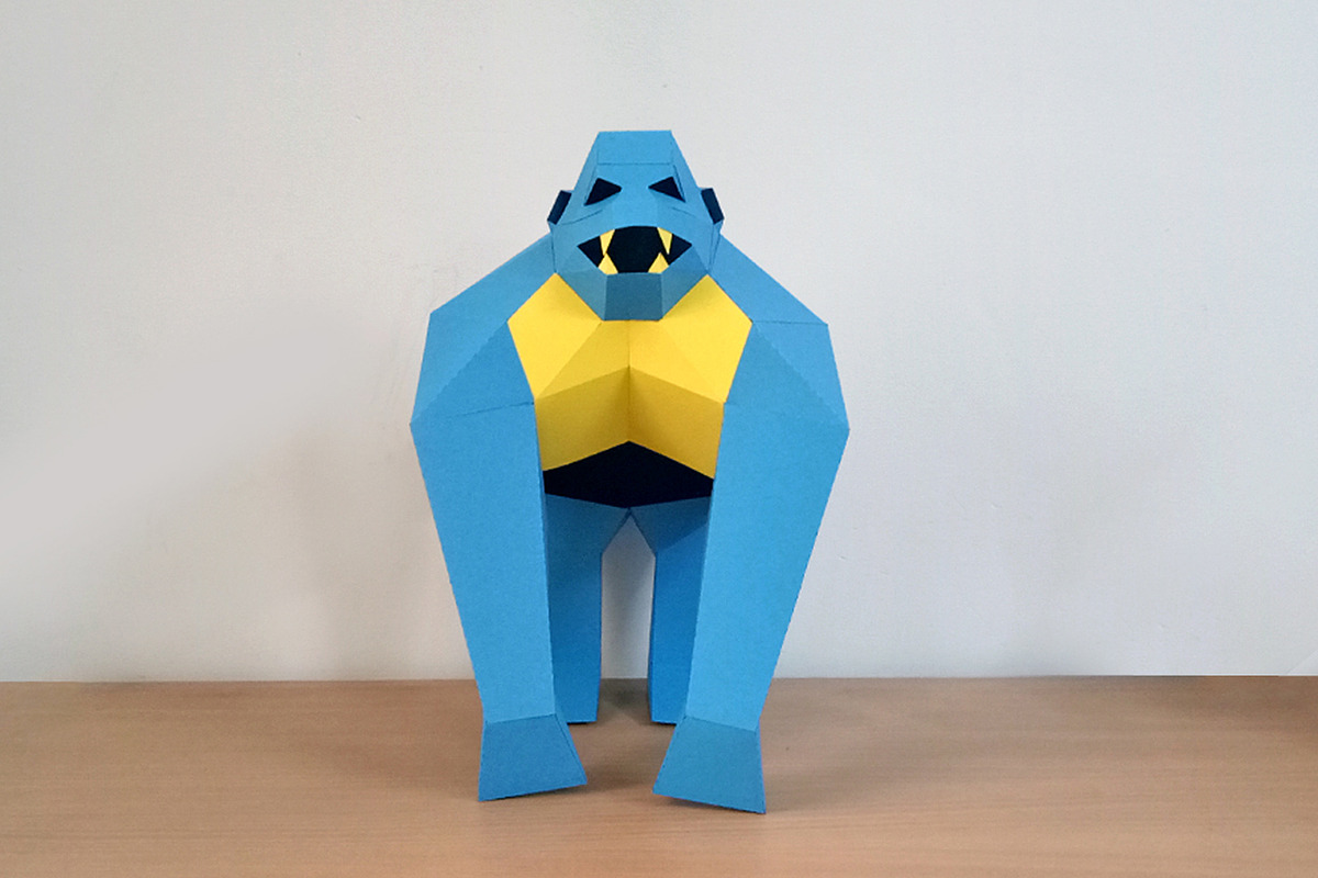 DIY Gorilla Papercraft Sculpture, a Templates & Theme by PAPER amaze