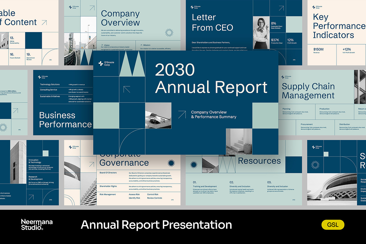 Navy Annual Report Google Slide, a Presentation Template by Neermana