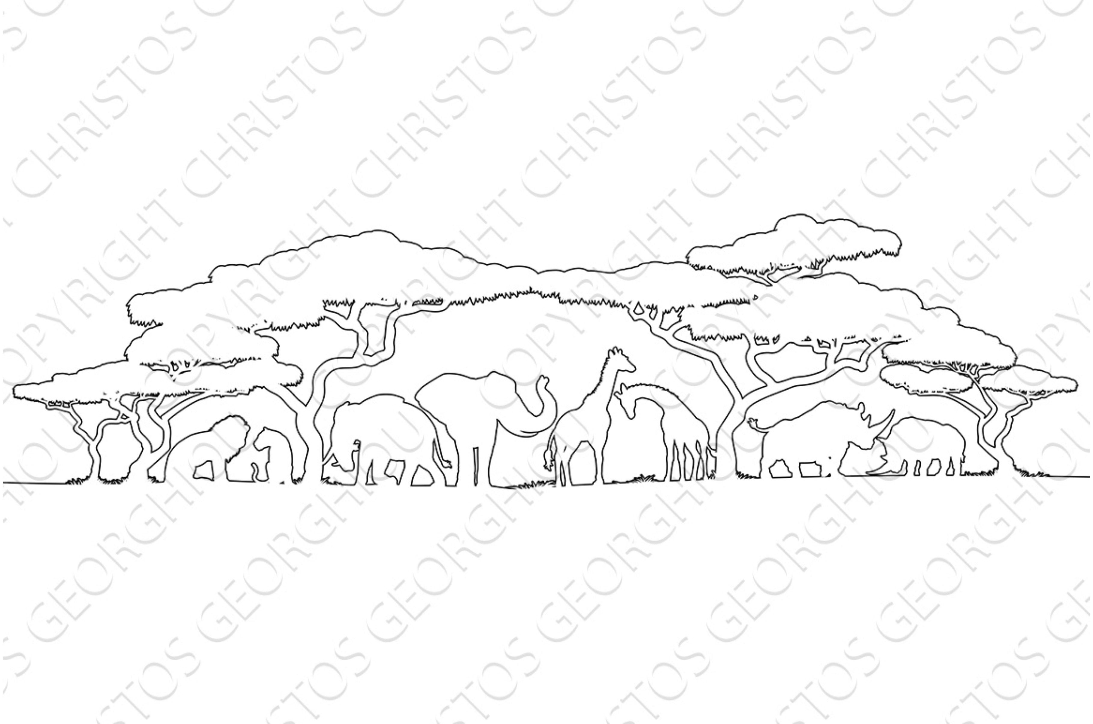 African Animal Africa Safari Scene, an Animal Illustration by Christos ...
