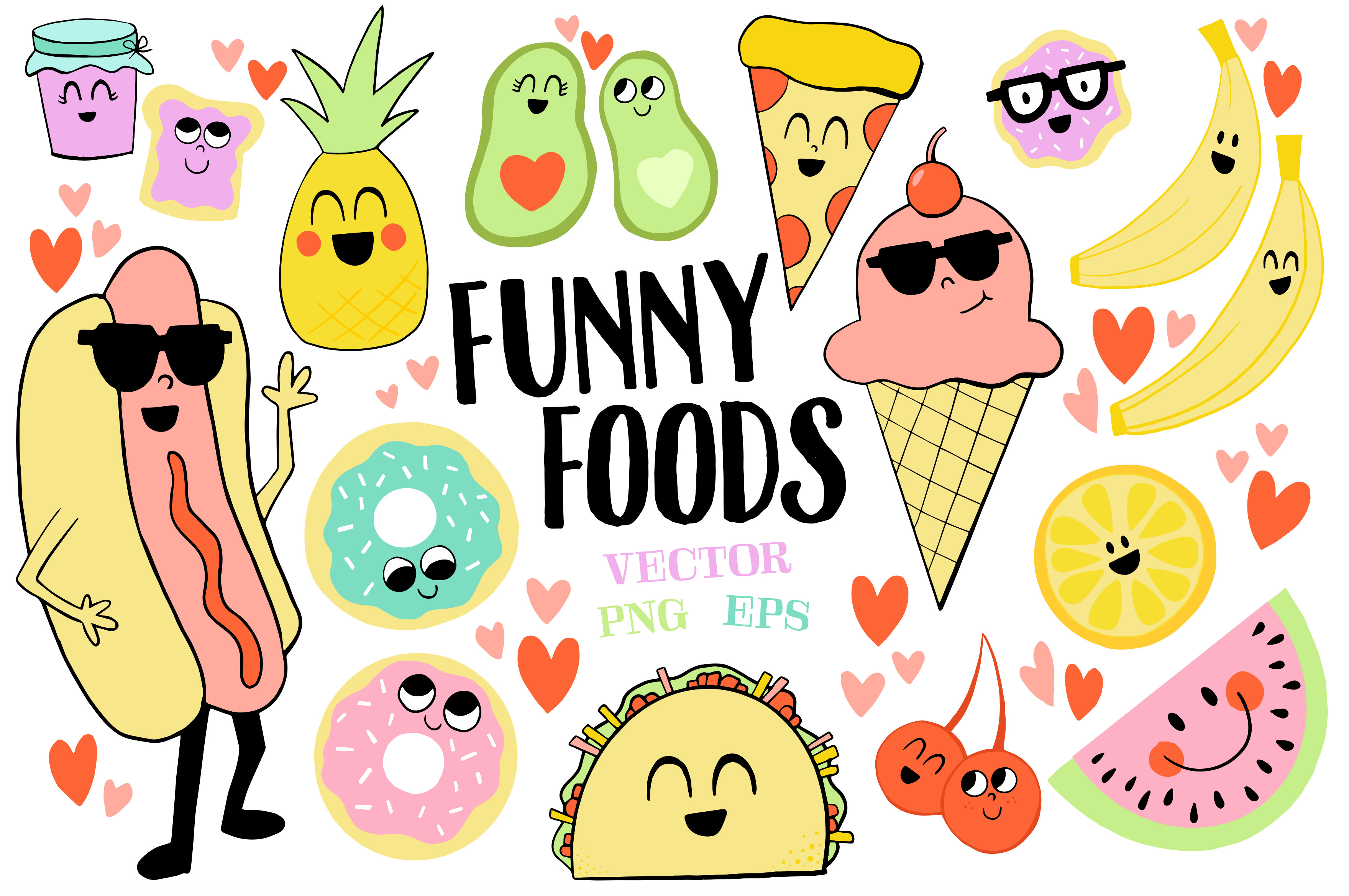 Funny Food Illustration Set, an Animal Illustration by Illustrations by ...