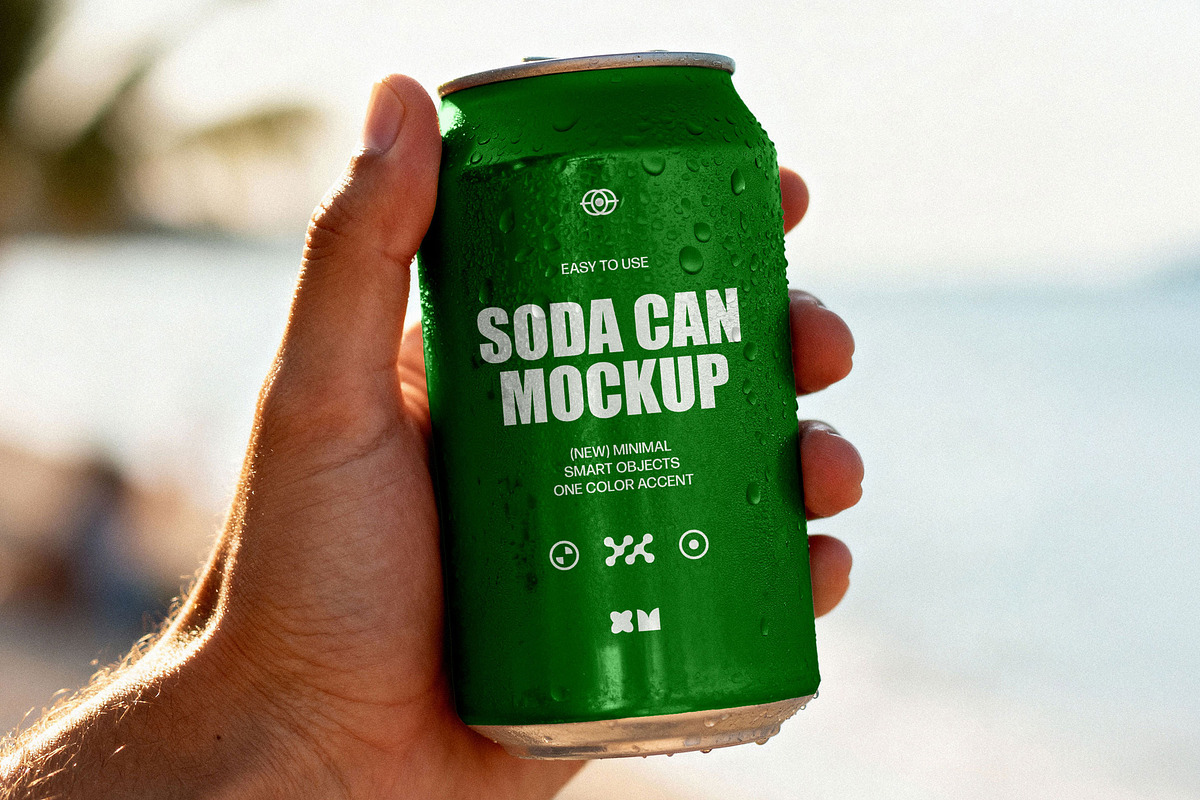 Soda 330ml Can Mockup, a Packaging Mockup by Design Squad