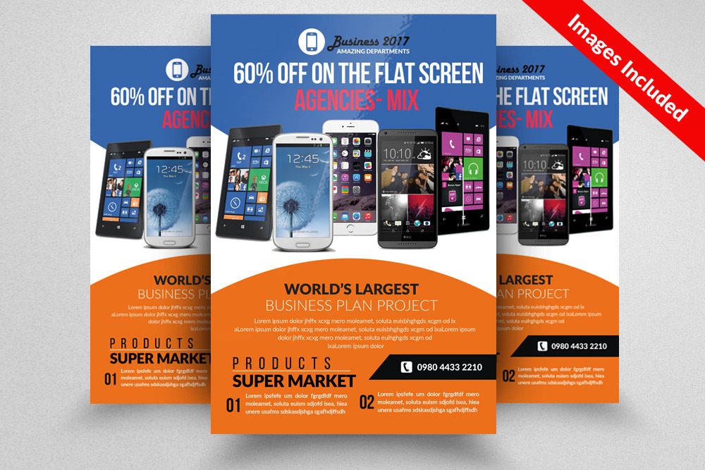 Mobile App Flyer Template, a Flyer Template by Psd Templates