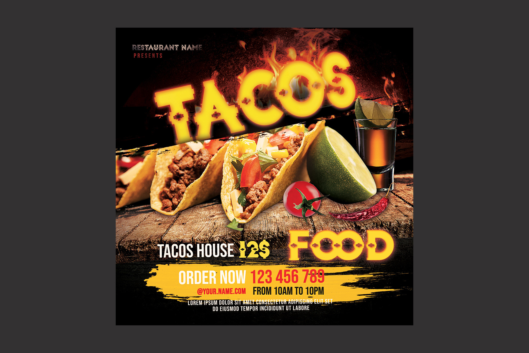 Tacos Food Flyer, a Flyer Template by DSGraphicDesign