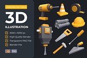 Construction Tools 3D Illustration, an Object 3D Model by Rishsketch