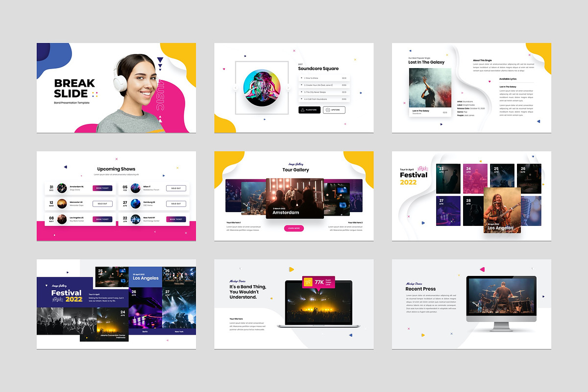 Music Band Google Slides Template, a Presentation Template by Graphue