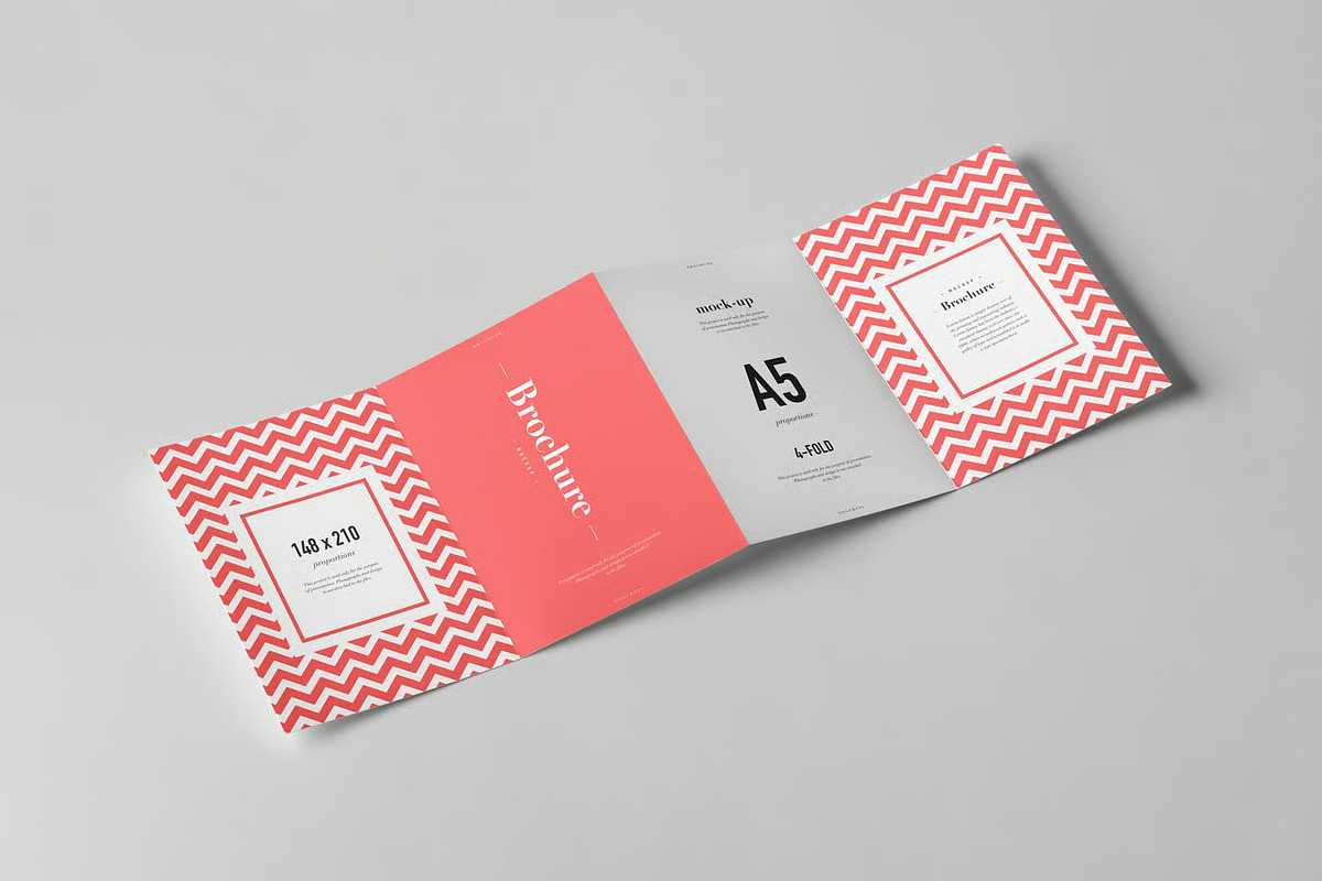 Four Fold A5 Brochure Mockup